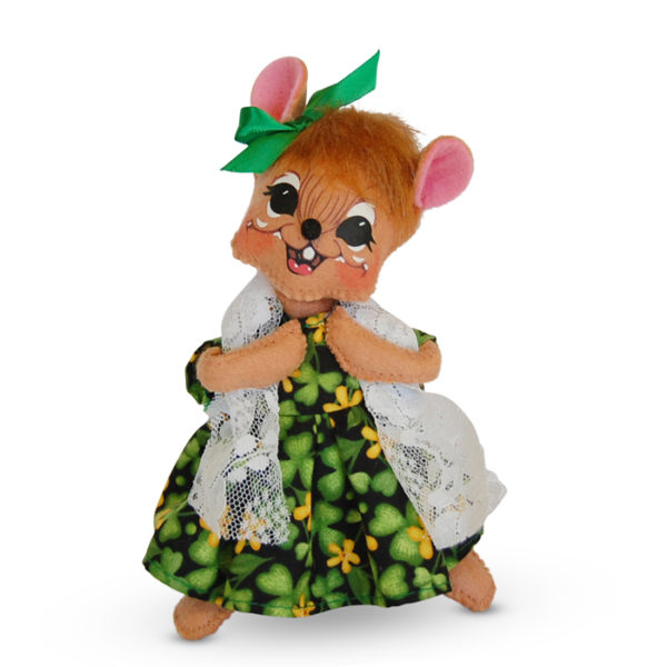 6in St. Patrick's Girl Mouse 2017 - Annalee Dolls