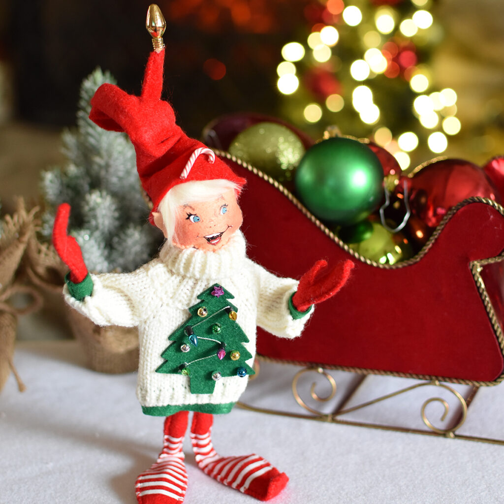 9in Twinkle the Ugly Sweater Elf - Annalee Dolls
