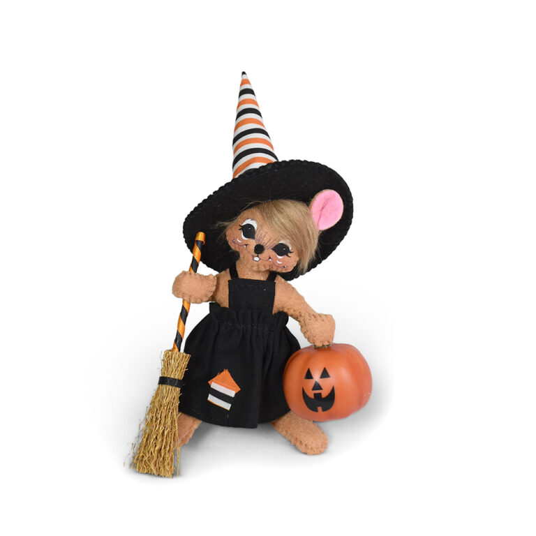 5in Scary Stripe Witch Mouse | Halloween Witch - Annalee Dolls